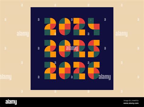 Geometric Christmas Numbers New Year 2024 2025 2026 Text Stock Vector