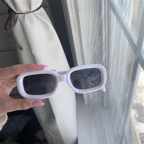 White Rectangle Sunglasses Depop