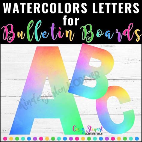 Watercolors Large Bulletin Board Letters Numbers Rainbow Neon Classroom