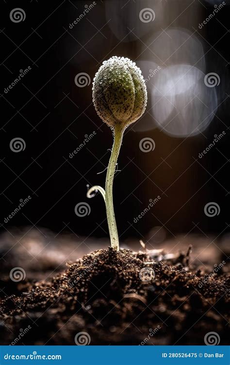 Captivating Photograph Of A Seeding Plant Reaching Towards The Light Generative Ai Stock