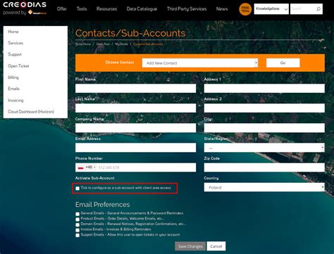 How To Add Subcontact In User Area On Wekeo Elasticity — Wekeo 001