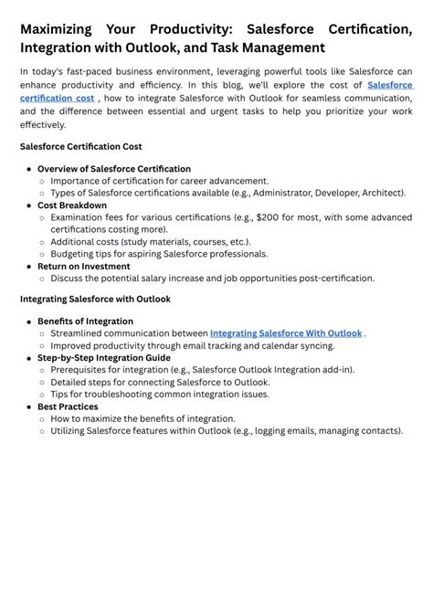 Ppt Maximizing Your Productivity Salesforce Certification Integration With Outlook And Task