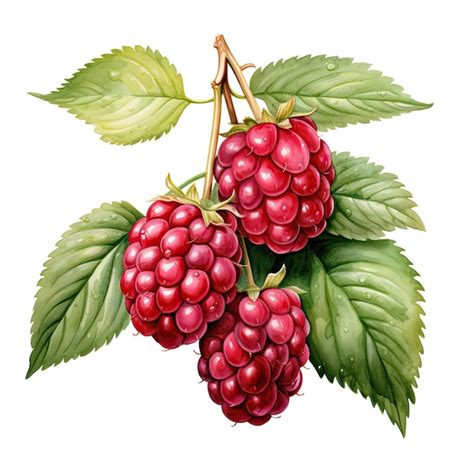 Premium Photo Watercolor Raspberry Clipart White Background