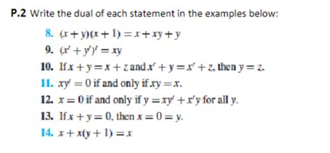 solved p 2 ﻿write the dual of each statement in the