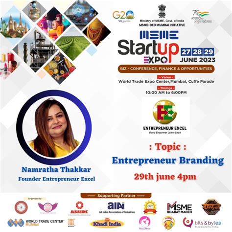 Namrata Thakker On Linkedin Msme Startup Expo 23 Venue World Trade