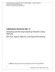 Sampling And Verification Of Sampling Theorem Using Matlab Docx