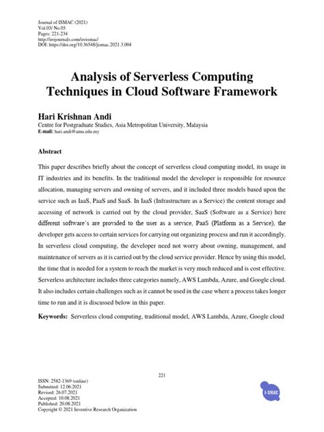 analysis of serverless computing techniques in clo download free pdf