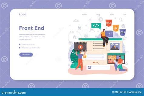 Front End Developer Web Banner Or Landing Page Website Interface Stock