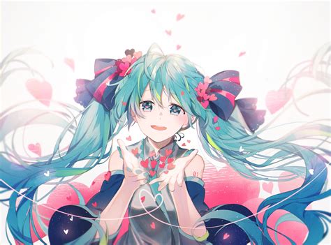 Anime Anime Girls Long Hair Blue Hair Simple Background Heart