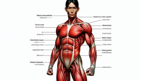 Une illustration d un corps humain avec les muscles étiquetés Image Premium générée à base dIA
