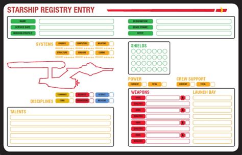 Star Trek Adventures Character Sheets Starship Registry Original