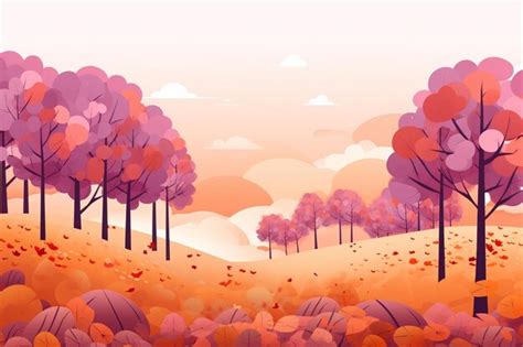 Premium Vector Autumn Scene Vector Illustration