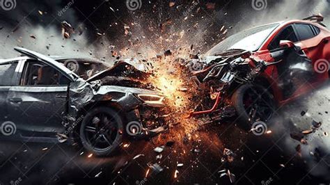 explosive collision ai generated illustration realistic stock