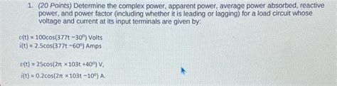 Solved Points Determine The Complex Power Apparent Chegg