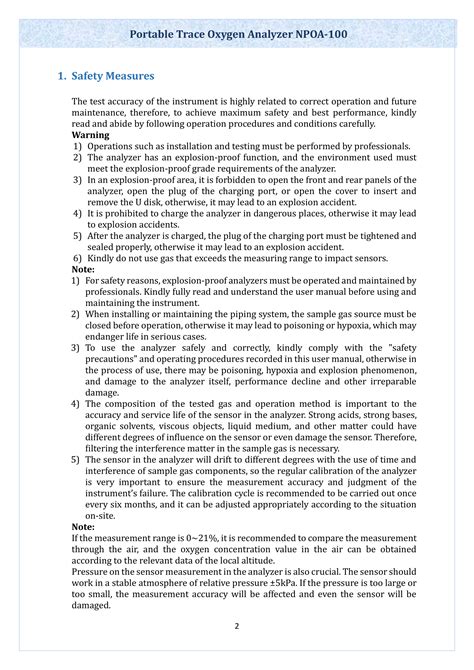 Portable Trace Oxygen Analyzer Npoa 100 Manual Labnics