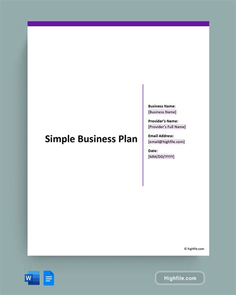 Simple Business Plan Example Word Google Docs Highfile