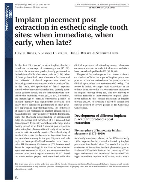 Pdf Implant Placement Post Extraction In Esthetic Single Tooth Sites When Immediate When