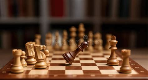 A Chessboard Features A Partially Arranged Game With Wooden Pieces A