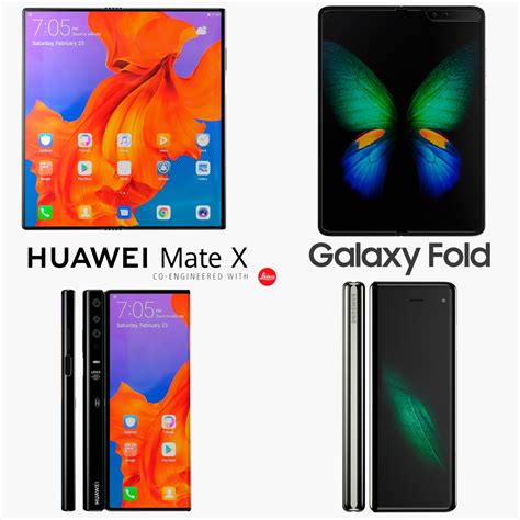 Samsung Fold Huawei Mate X Set 3d Model 69 Max Fbx Obj Unknown