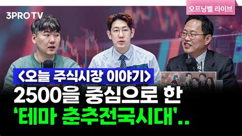 1월 14일 개장시황 2500을 중심으로 한 ‘테마 춘추전국시대 오늘은 누가 주인공 F 김장열 본부장 하창완 본부장 명민준 앵커 오프닝벨 라이브