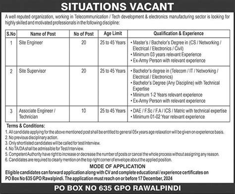 Po Box No 635 Gpo Rawalpindi Jobs 2024 Jobs Observer