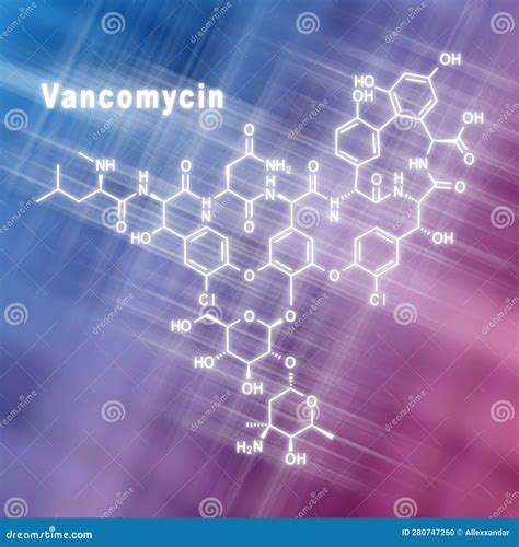 Vancomycin Molecule Antibiotic Chemical Structure Stock Illustration