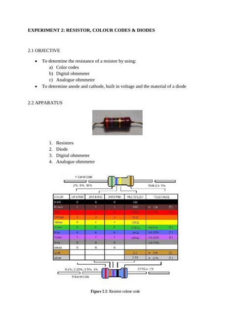 PDF EXPERIMENT Resistor Colour Codes And Diodes DOKUMEN TIPS