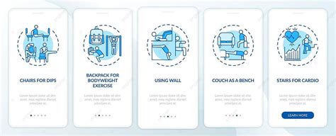 Concepts For An Onboarding Mobile App Page Screen Featuring Alternatives To Gym Exercises Vector