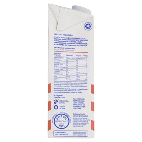 Leite UHT Desnatado Betânia Caixa Tampa 1l Mix Bahia Monte Gordo