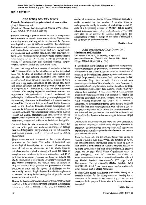 Pdf Dem Bones Dem Dry Bones Review Of Forensic Osteological