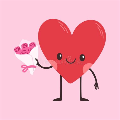 Cartoon Heart Character Cute Love Symbol With Face Hands And Feet