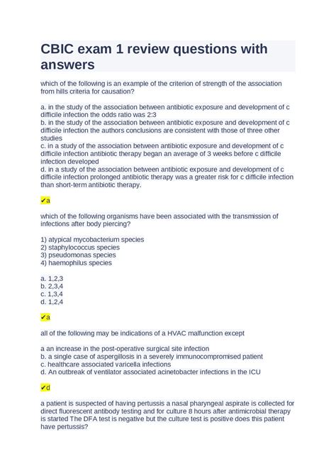 Cbic Exam 1 Review Questions With Answers Exams Nursing Docsity