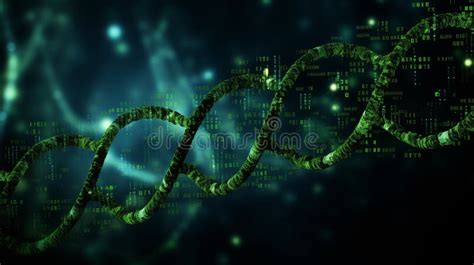 Dna Transformed Human Strand Composed Of Green Digital Code Testament