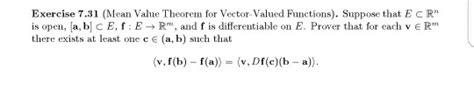 Solved Exercise 731 Mean Value Theorem For Vector Valued