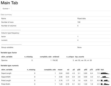 r automatically create tabbed skim results with proper output