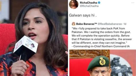 ऋचा चड्ढा ने गलवान पर अपने ट्वीट के लिए माफी मांगी Bjp नेता ने कहा