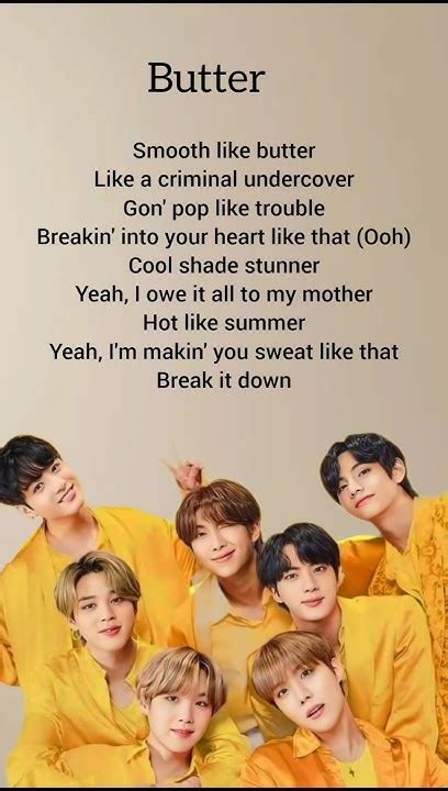 Butter Song Lyrics Lyrics Bts Youtube