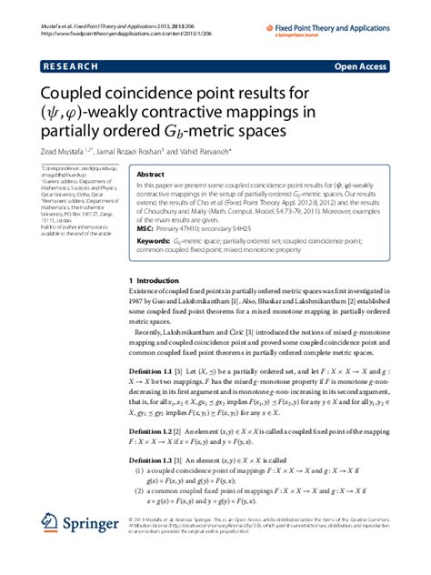 Pdf Coupled Coincidence Point Results For Psi Varphi Weakly