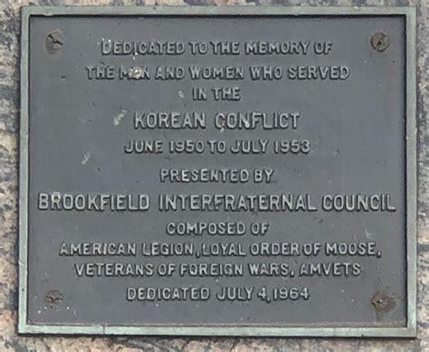 Brookfield Korean War Veterans Memorial Plaque National War Memorial