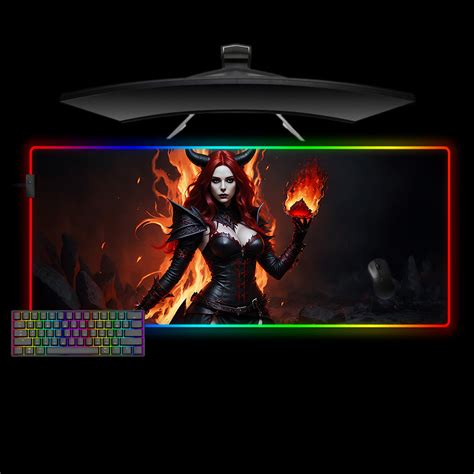 Dark Fire Sorceress Design M Xxl Size Rgb Gaming Mouse Pad Computer