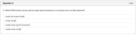 Solved Which PHP Function Can Be Used To Execute An SQL Chegg Com