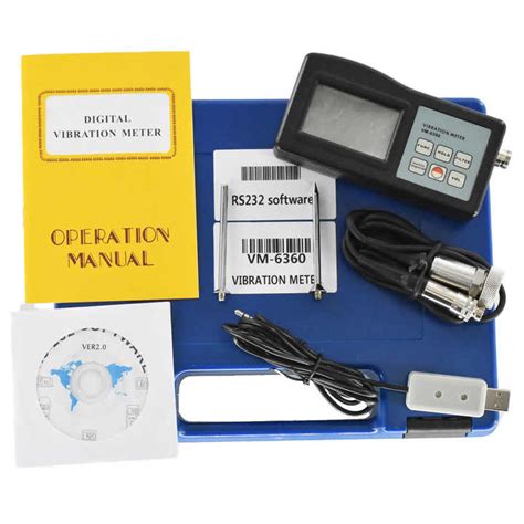 Vm 6360 Digital Vibration Tester Meter Analyzer With Cd Software And Cable 0 01 400mm S True Rms