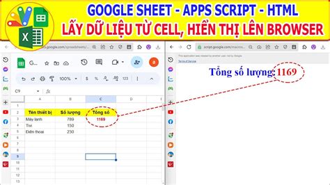 Google sheet Apps script HTML Lấy dữ liệu từ CELL Spreadsheet và