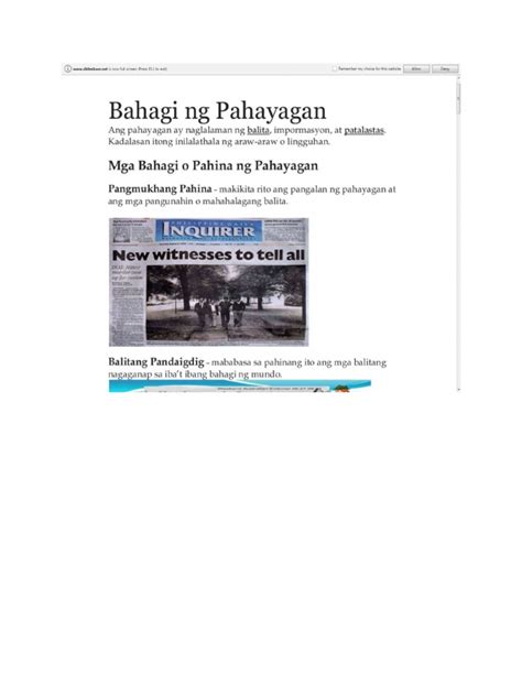 Mga Bahagi Ng Pahayagan Philippin News Collections