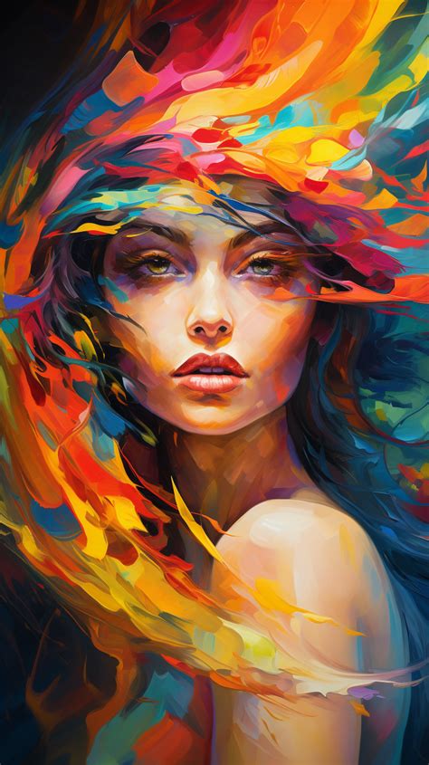 A Painting Of A Woman With Colorful Hair Pop Art Drawing Portraiture