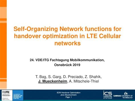 Pdf Self Organizing Network Functions For Handover Optimization Lte Handover Decision