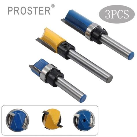 Proster 3Pcs 1 4 Shank Top Bearing Flush Trim Pattern Router Bit Set