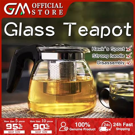 Sg Stock New Heat Resistant Glass Teapot Stainless Steel Strainer