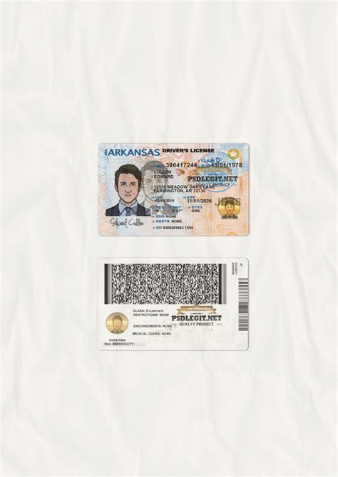 Arkansas Driver License Psd Template Psdlegit