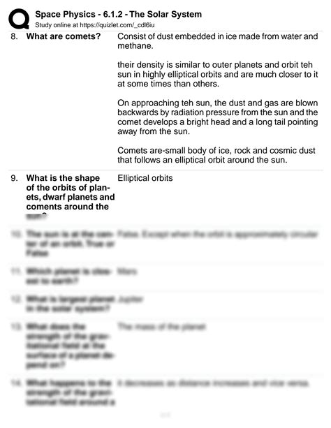 SOLUTION Igcse Physics Unit 6 Space Physics Flashcards Studypool